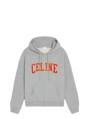 Celine Loose Zip Up Hoodie In Cotton Fleece - Gray