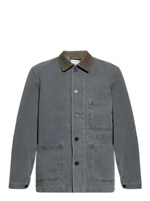 Officine Générale Corduroy-collar Denim Shirt Jacket - Grey