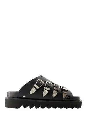 Toga Buckled Open-toe Slip-on Sandals - Black