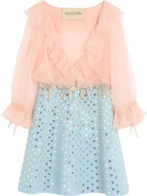 VALENTINO Valentino Embroidered Crepe Couture Short Dress