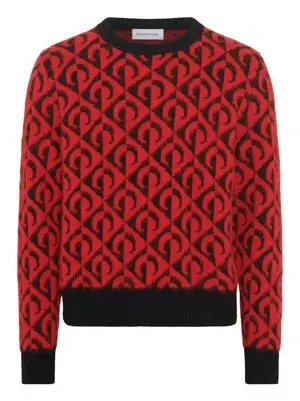 MARINE SERRE Geometric Print Crew Neck Sweater - Red