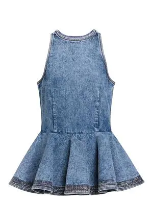 Alaïa Alaïa Peplum Halter Neck Denim Top Blue