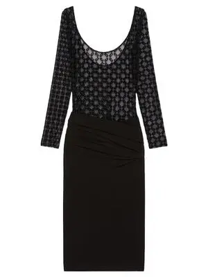 Givenchy Monogram Tulle Draped Dress - Black