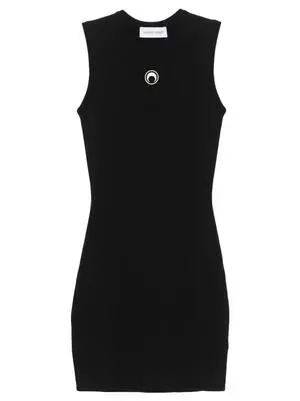 MARINE SERRE Crescent Moon Sleeveless Mini Dress - Black