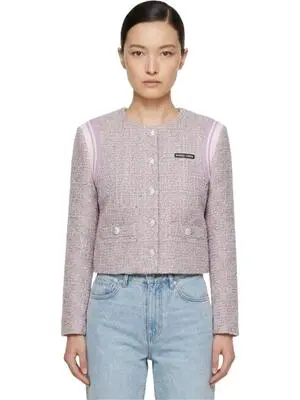 Marissa Chiara Crew Neck Casual Jacket - Purple