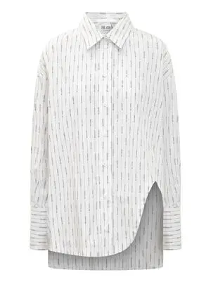 Attico Striped Asymmetric Shirt - White