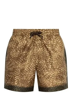 Dries Van Noten Pattern-printed Drawstring Swim Shorts - Brown