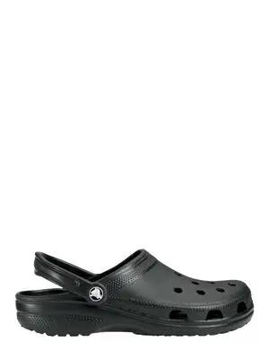 CROCS Round Toe Clogs With Heel Strap - Black