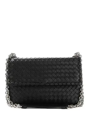 BOTTEGA VENETA Bottega Veneta Woven Leather Flap Shoulder Bag With Metal Chain