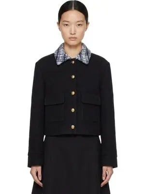 Marissa Chiara Long-sleeved Casual Jacket With Flap Pockets - Black