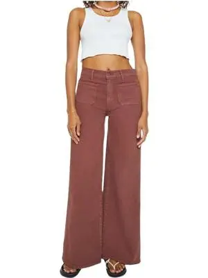 MOTHER Patch-pockets High-waisted Wide-leg Jeans - Brown
