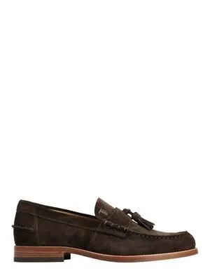 TOD'S Tassel Detail Suede Loafers - Brown
