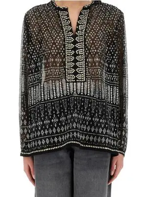 Isabel Marant Étoile Nickie Embellished V-neck Blouse - Black