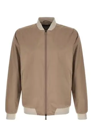 Herno Zip-up Bomber Jacket With Patch Pockets - Beige