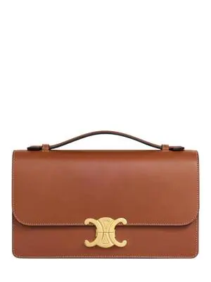 Celine Medium Triomphe Folio In Natural Calfskin - Tan
