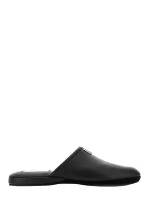 Thom Browne Grosgrain Tab Pebbled Slipper - Black