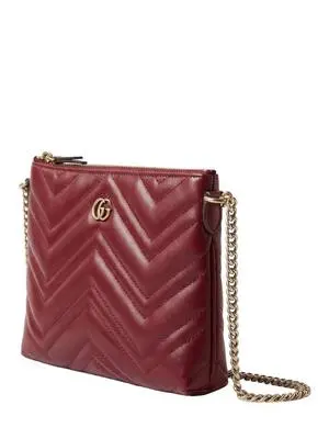 Gucci Gg Marmont Pochette With Chain - Ancora Red