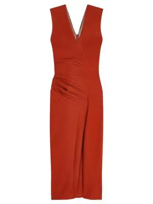 DRIES VAN NOTEN Dries Van Noten Sleeveless Plunge V-Neck Draped Midi Dress