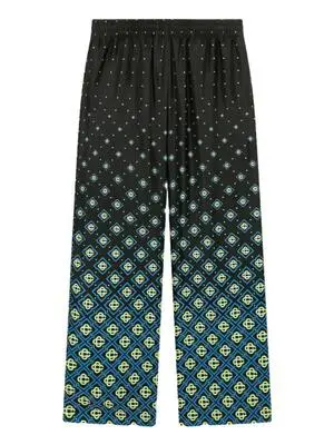 Casablanca Monogram Silk Trousers - Black