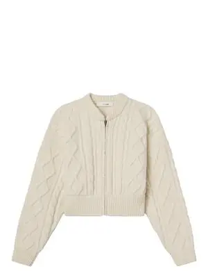 FRAME Long-sleeved Knitted Zip-up Cardigan - Cream