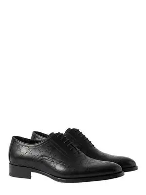 Gucci Lasered Gg Lace-up Shoes - Black
