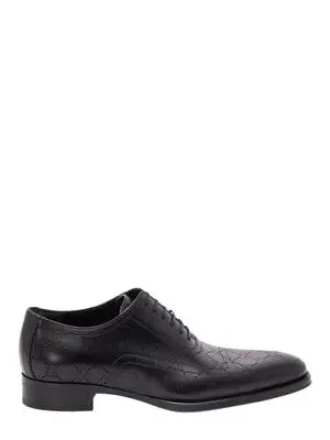 Gucci Lasered Gg Lace-up Shoes - Black