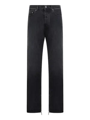 Off-White Logo Patch Straight Leg Jeans - Black