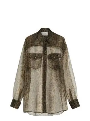 Sportmax Snake Print Long Sleeve Shirt - Nude