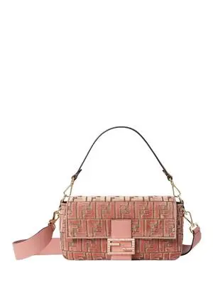 Fendi Baguette Ff Jacquard Shoulder Bag - Pink