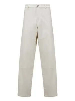 Moncler Straight Leg Trousers With Logo Patch - Ben White