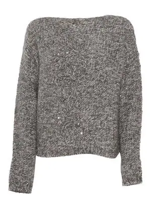 Ermanno Scervino Embellished Long-sleeved Pullover - Gray