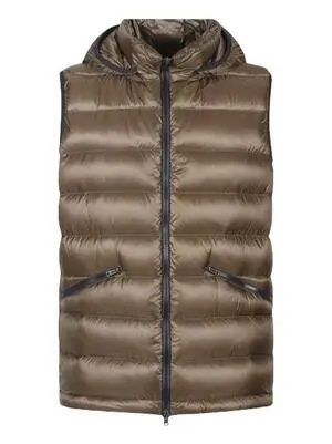 Herno Hooded Quilted Vest - Brown