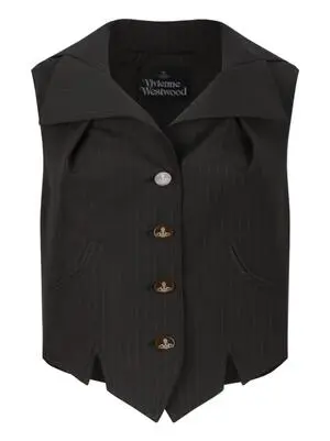 VIVIENNE WESTWOOD Pinstriped Sleeveless Vest With Button Detailing - Black