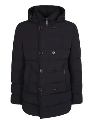 MOORER Double-breasted Hooded Down Jacket - Black