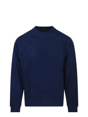 Emporio Armani Crewneck Sweatshirt With Embossed Logo - Black