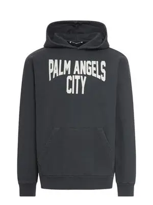 Palm Angels Logo Print Hoodie - Black