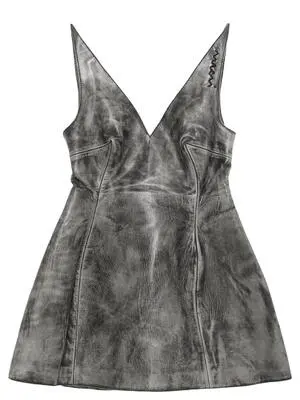 Marni Flared Mini Dress With V-necks - Black