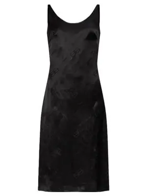Balenciaga Sleeveless Graphic Print Midi Dress - Black