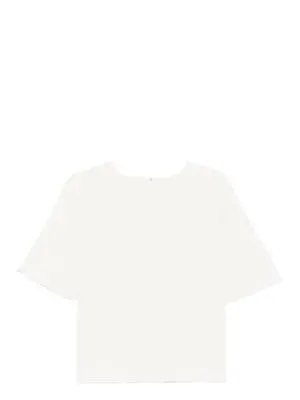 P.A.R.O.S.H P.A.R.O.S.H. Crew Neck Short Sleeve Top With Rear Slit Detail