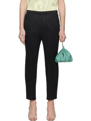 PLEATS PLEASE BY ISSEY MIYAKE Elastic Waist Pleated Casual Trousers - Black