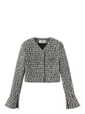 MARISSA CHIARA Marissa Chiara V-Neck Cropped Jacket With Slit Cuffs