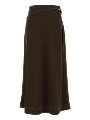 Tory Burch Belted Jersey Skirt - Black