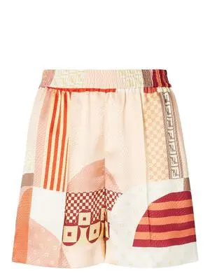 FENDI Patchwork Printed Silk Jacquard Crêpe Shorts