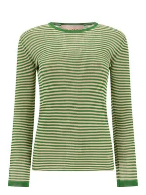 Valentino Garavani Striped Crewneck Knitted T-shirt - Green