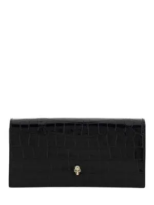 Alexander McQueen Skull Embossed Clutch Bag - Black