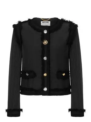 Moschino Fringed Trim Buttoned Jacket - Black