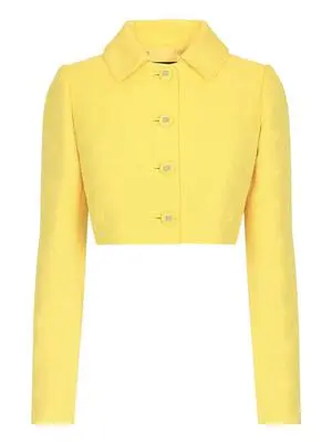 Dolce & Gabbana Dg Logo Quilted Jacquard Jacket - Yellow
