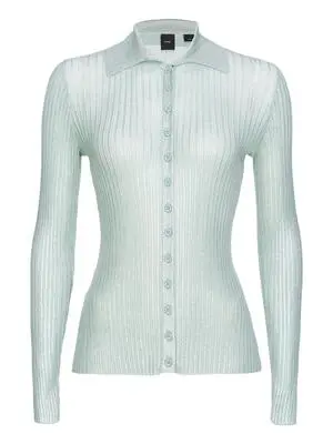 Pinko Rib-knit Sweater With Front Buttons - White