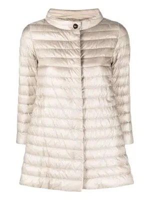 Herno Quilted Down Jacket With Stand Collar And Welt Pockets - White
