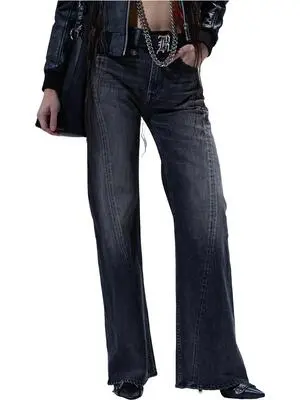 R13 Twisted Seam Flare Jean - Twisted Seam Flare Jean Kennet Black Stretch